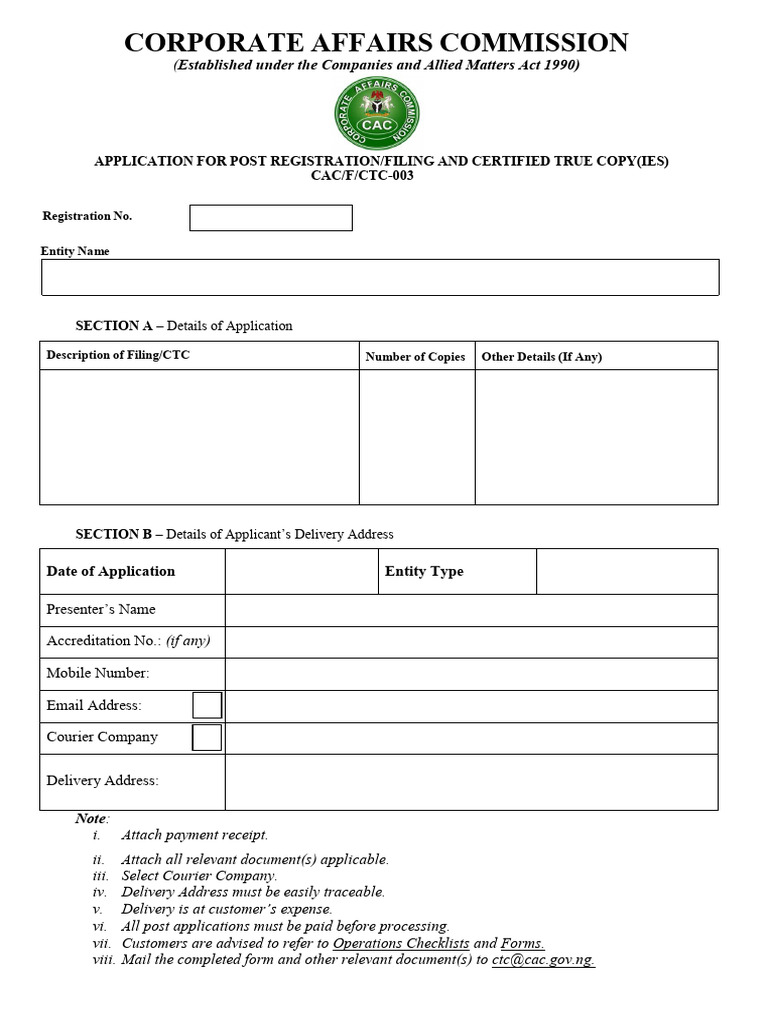 CTC Application Process and Guidelines | PDF | Law | Business