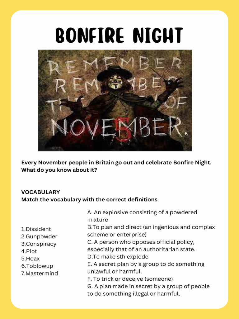Bonfire Night Worksheet | PDF