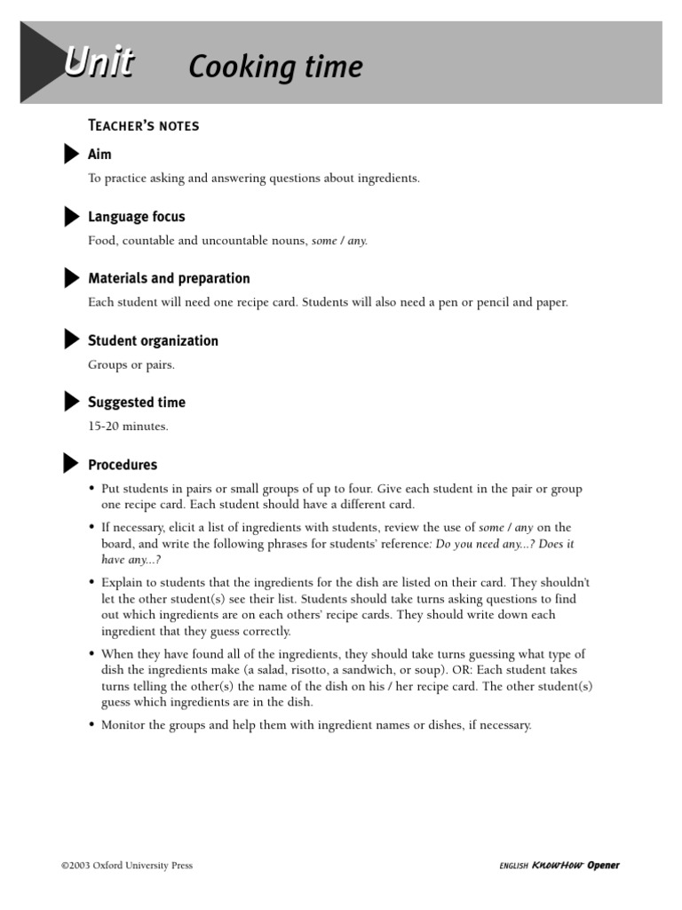 Knowhow Cooking Time | PDF