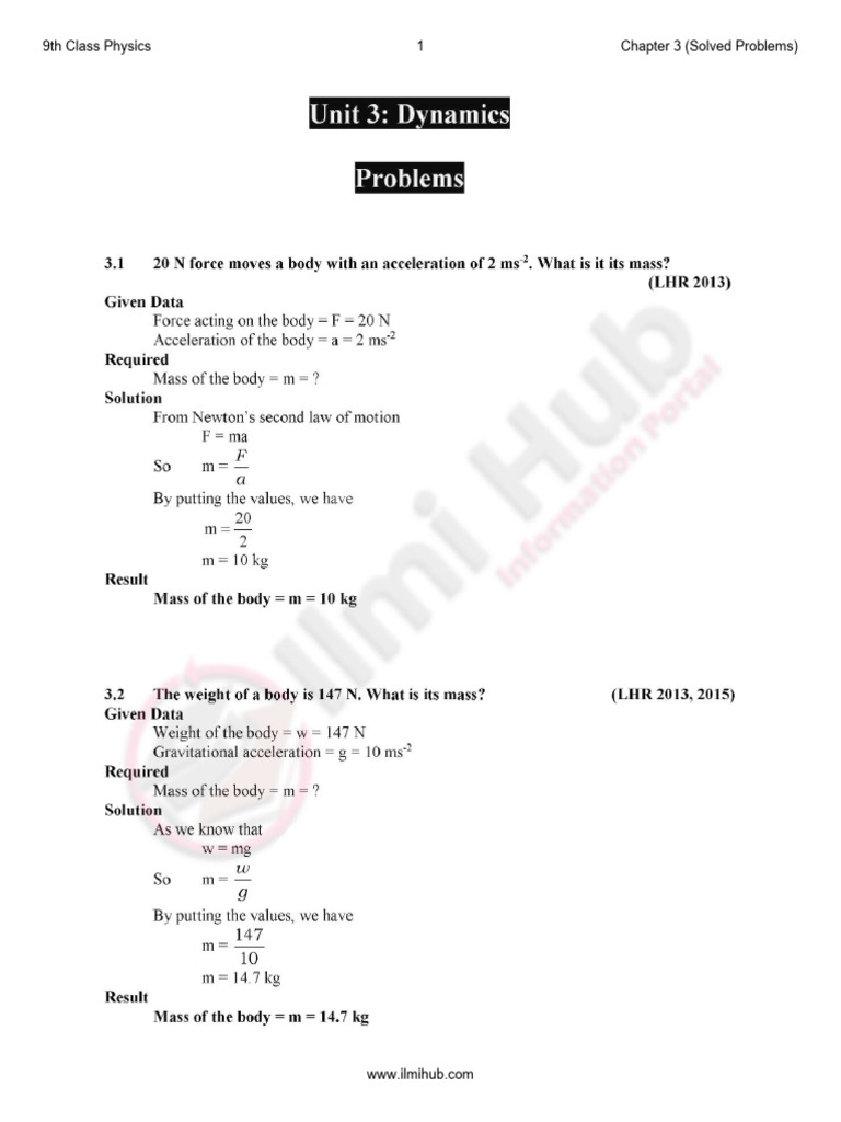 9th Phy Chap 3 Solved Problems_page-0001 (5 files merged) | PDF 9th Phy Chap 3 Solved Problems_page-0001 (5 files merged) | PDF