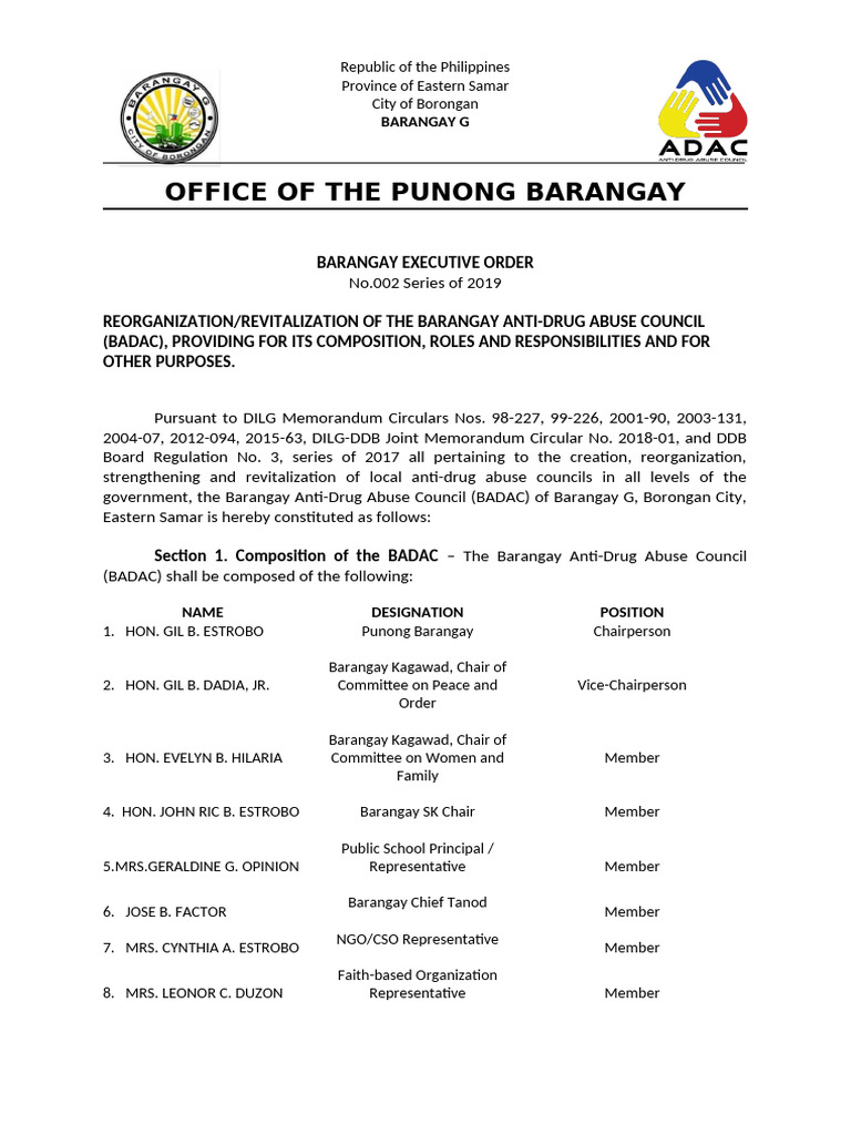 BADAC Template - Executive Order | PDF