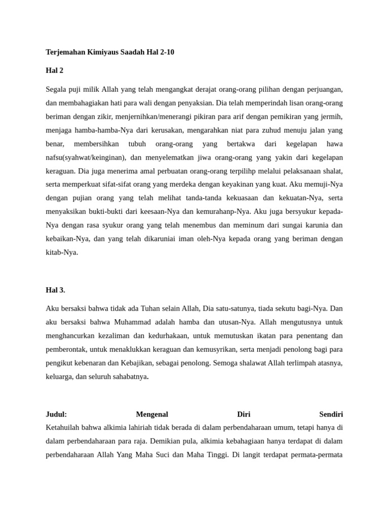 Kimiyaus Saadah - Eval 2 | PDF