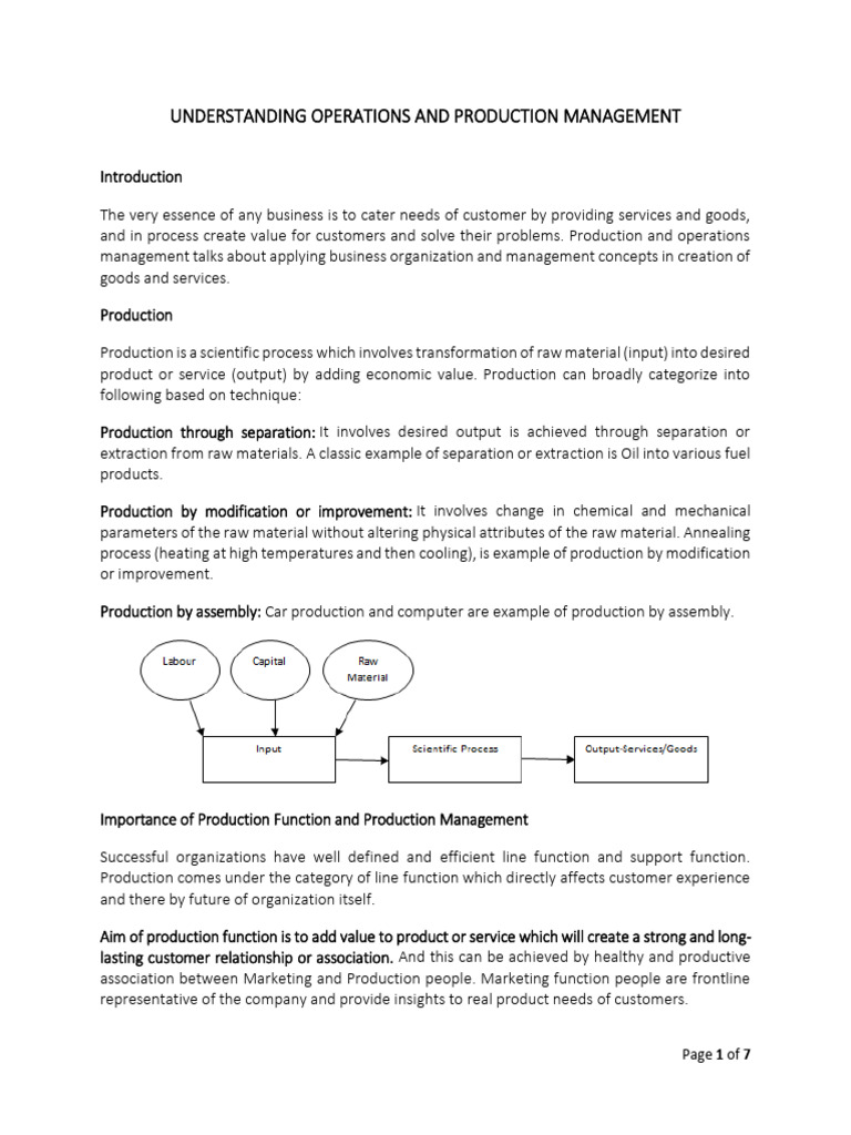 Chapter 1 UNDERSTANDING OPERATIONS AND PRODUCTION MANAGEMENT | PDF