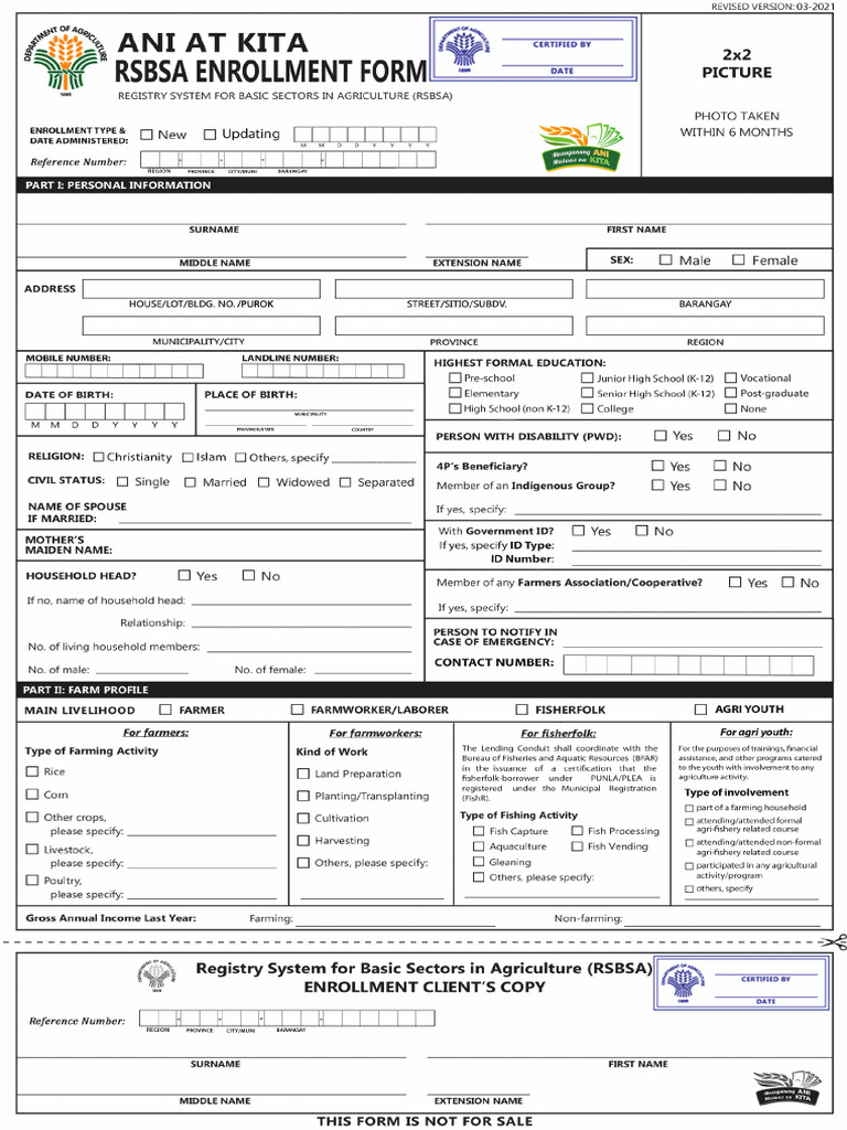 RSBSA Enrollment-Form Certified | PDF