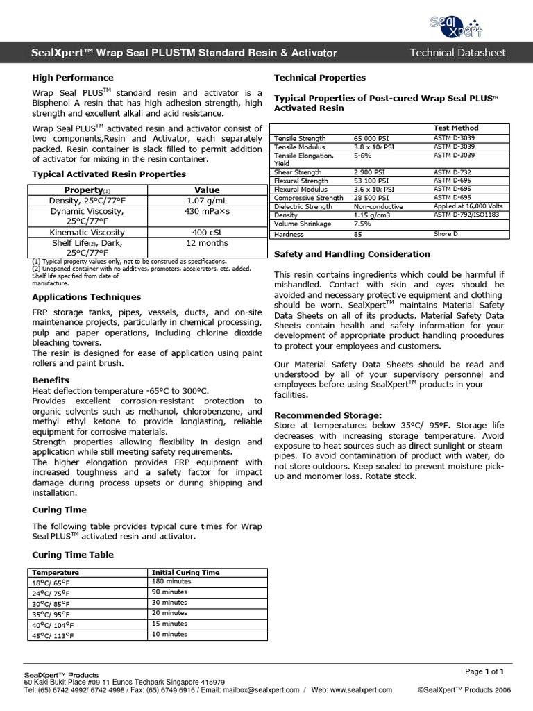 TDS WSP Activated Resin | PDF