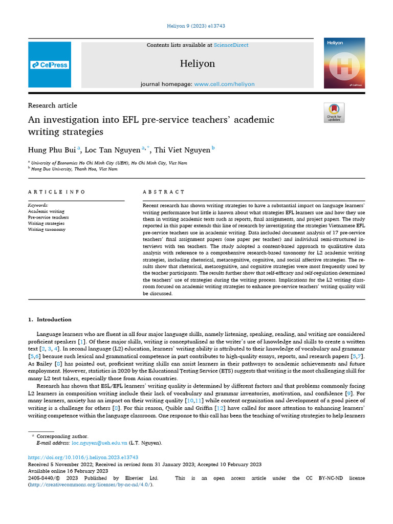 File 53 Bài Báo Writing Strategies Heliyon | PDF
