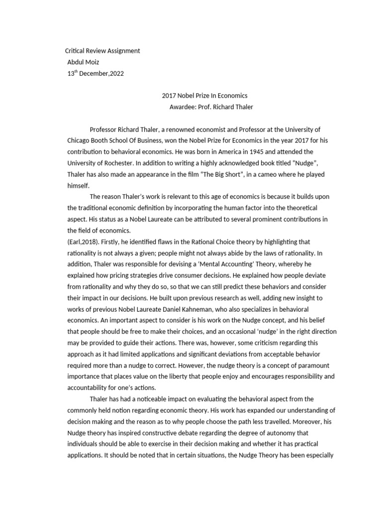 Critical Review Abdul Moiz | PDF