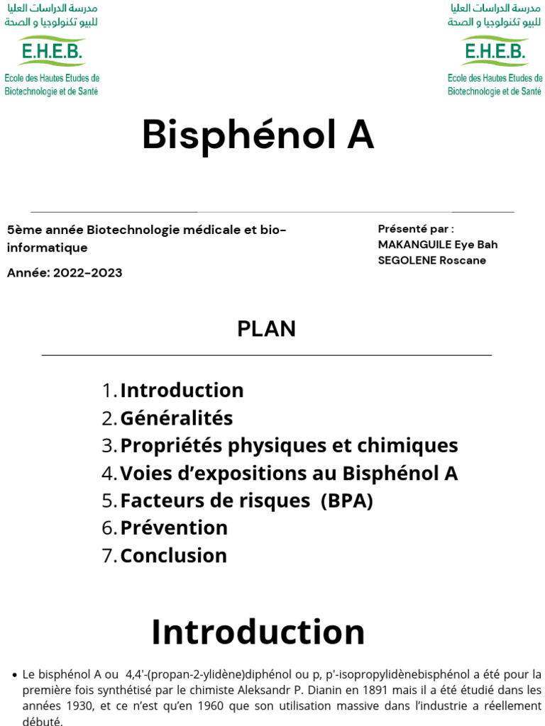 Bisphénol A (BPA) | PDF