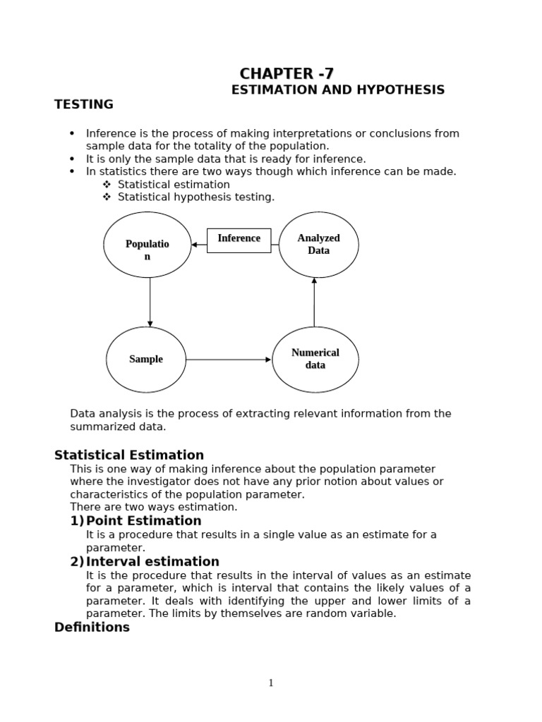 Chapter 7 Estimation And Hypothesis Testing Pdf Estimator Computers