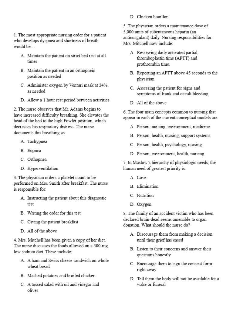 Battery Exam Reviewer Fundamentals of Nursing | PDF