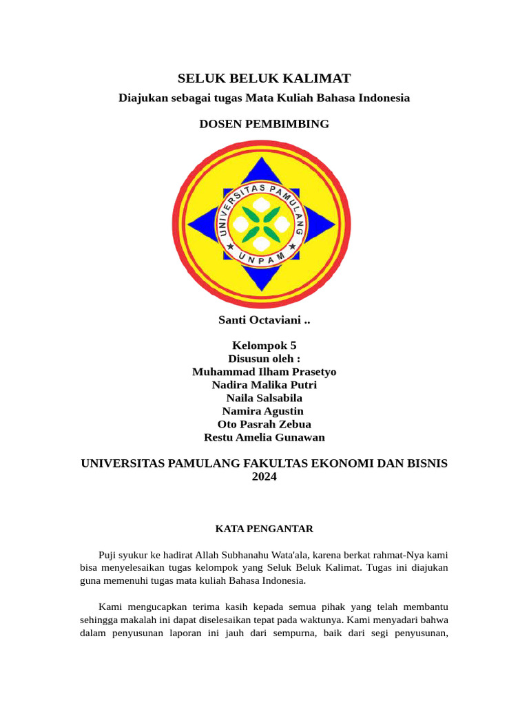 Bahasa Indonesia - Seluk Beluk Kalimat | PDF