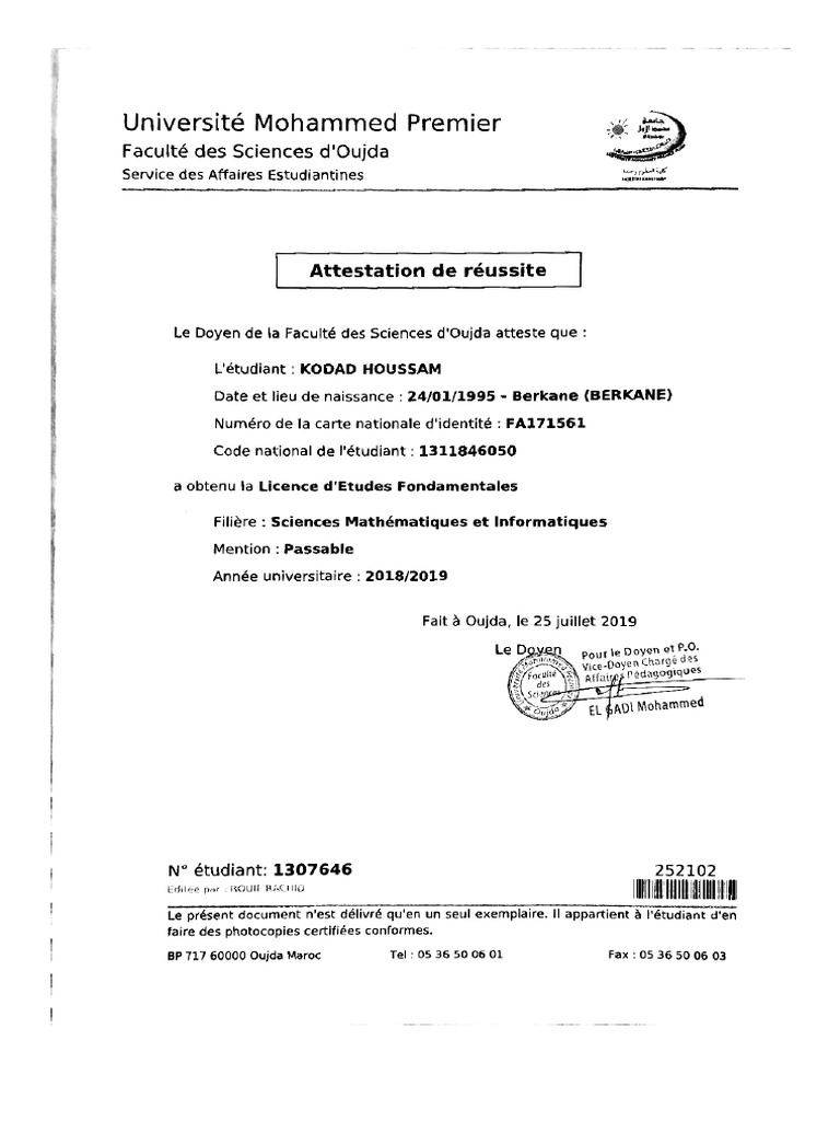 Attestation Licence | PDF