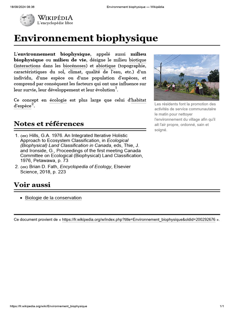 Environnement Biophysique - Wikipédia | PDF