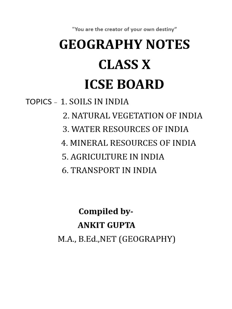 10th Geo Notes by Ankit Gupta | PDF