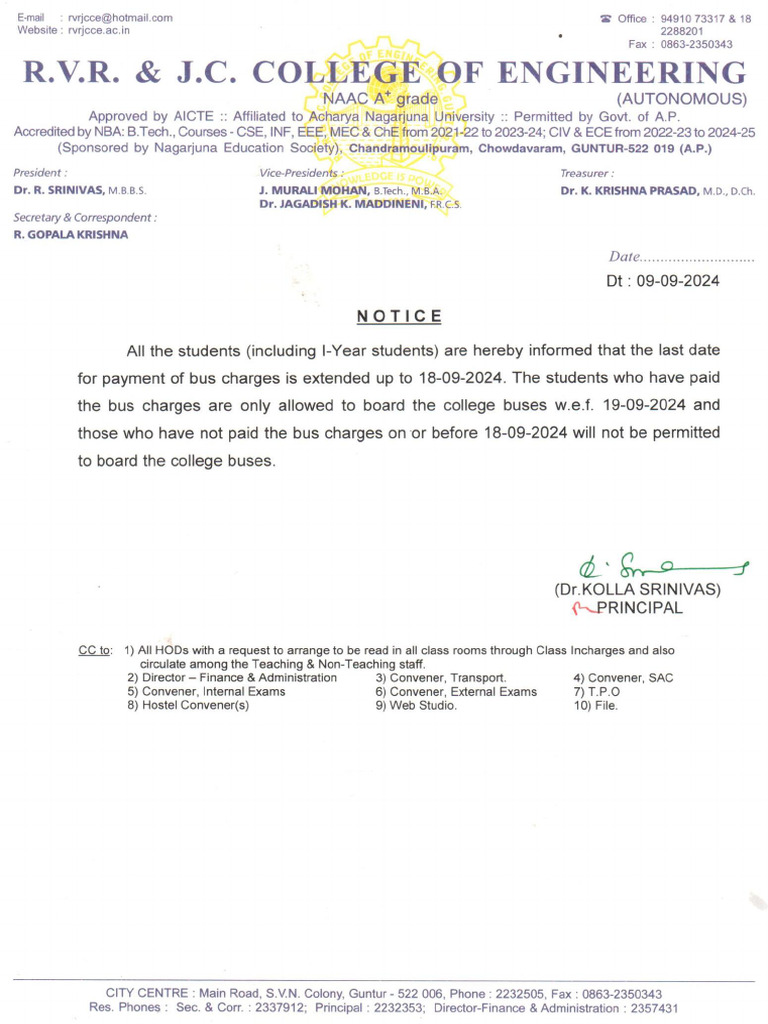 Notice_Payment of Bus Charges | PDF