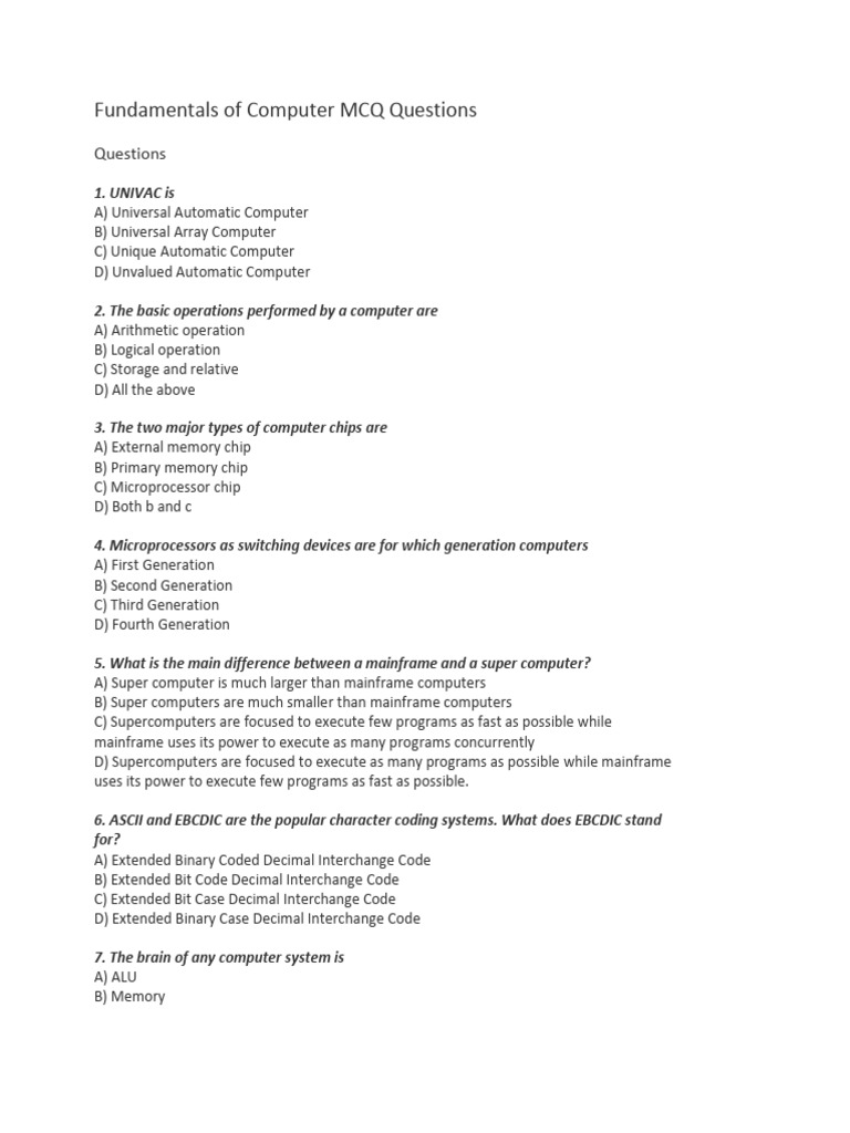 Computer Fundamentals MCQ Quiz | PDF | Computer Data Storage ...