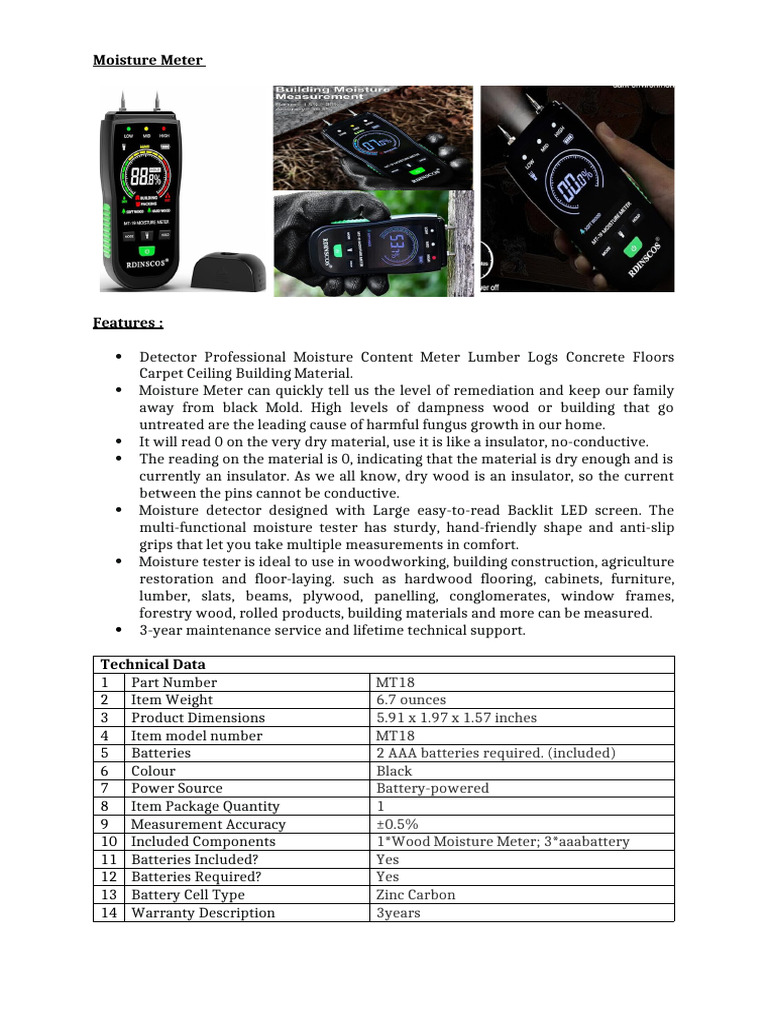 Mositure Meter - RDINSCOS | PDF