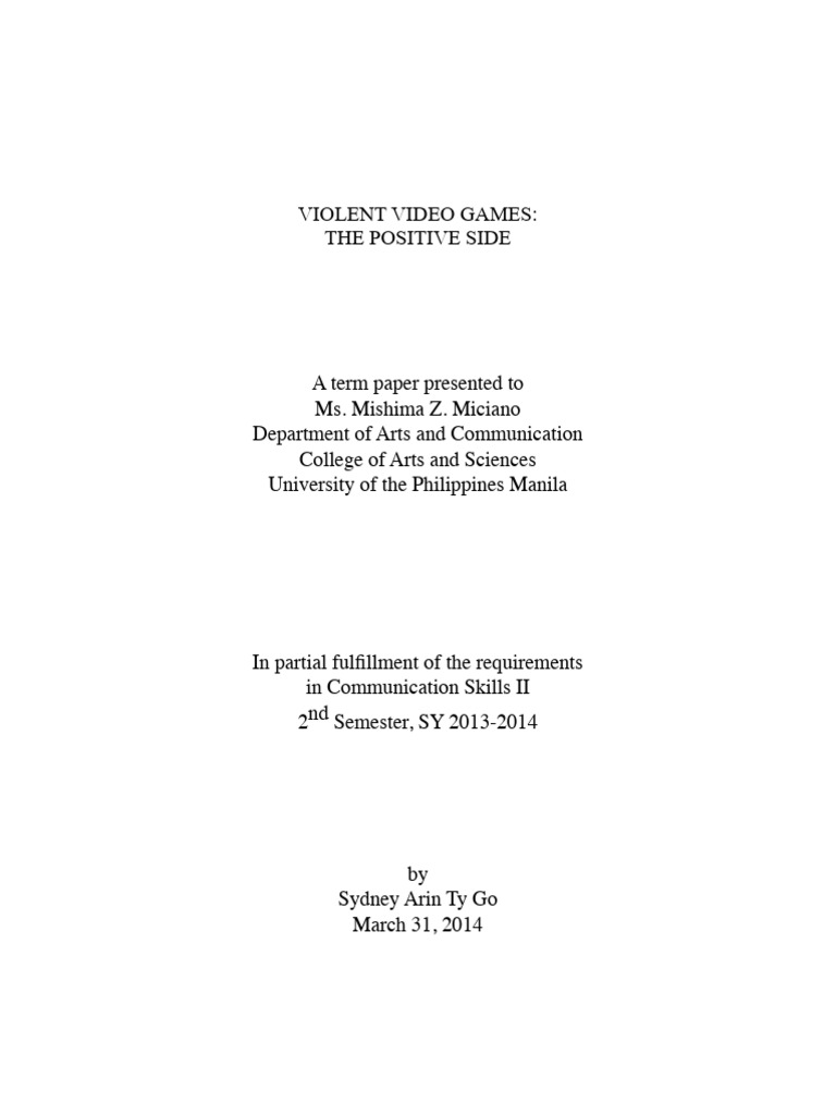 Violent Video Games The Positive Side | PDF