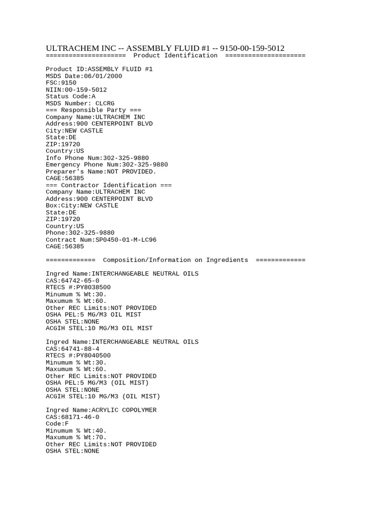 Ultrachem MSDS | PDF