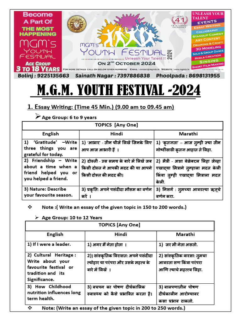 MGM Youth Festival 2024 | PDF
