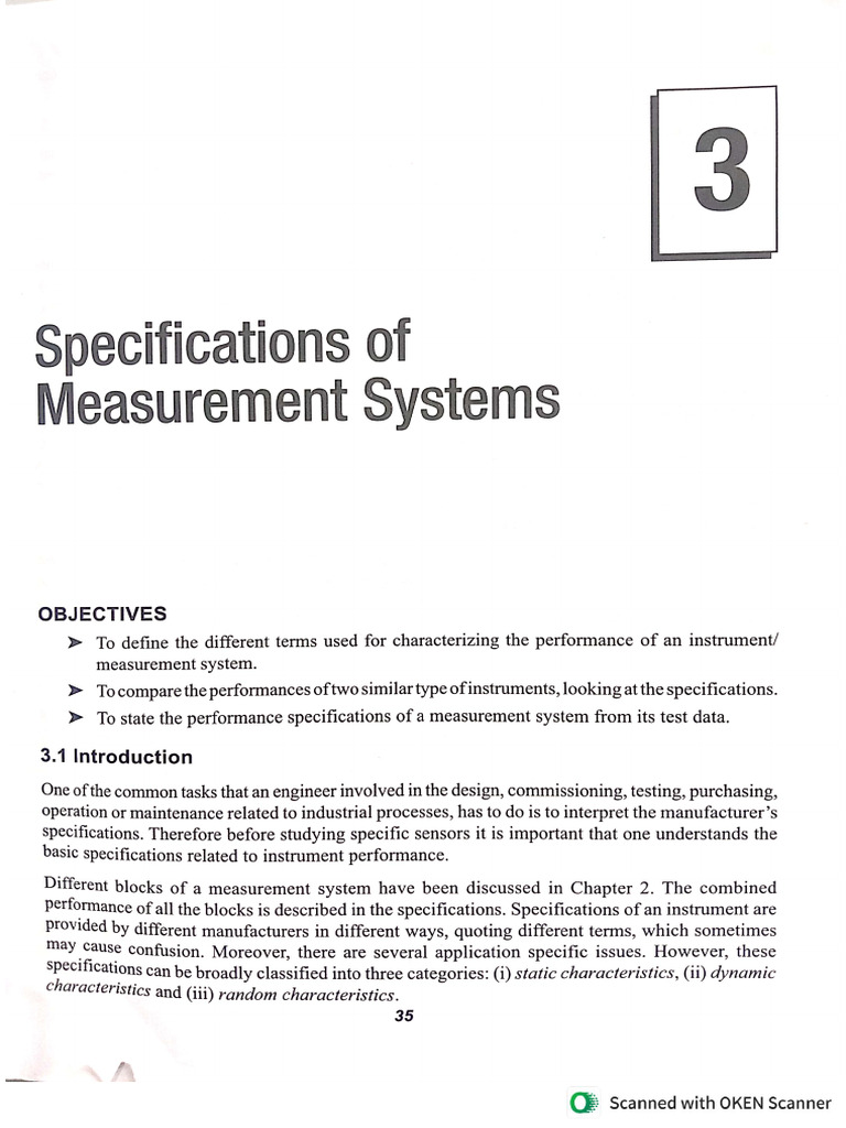 Specification of Measurement Systems | PDF