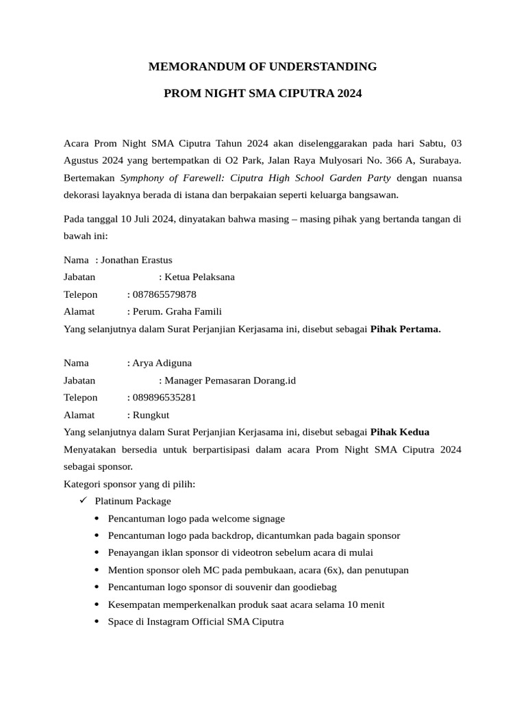 Mou Sponsorship Pdf