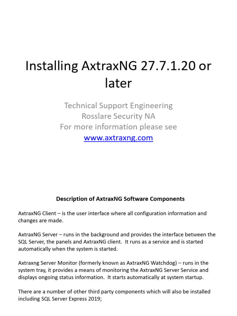 Installing AxtraxNG 27 7 1 2X | PDF | Microsoft Sql Server | Microsoft ...