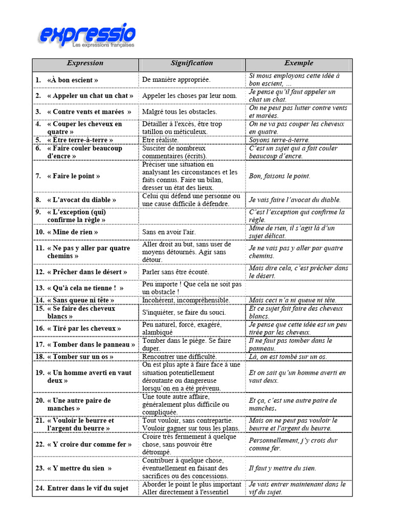1 Expressions Idiomatiques Pour Argumenter | PDF