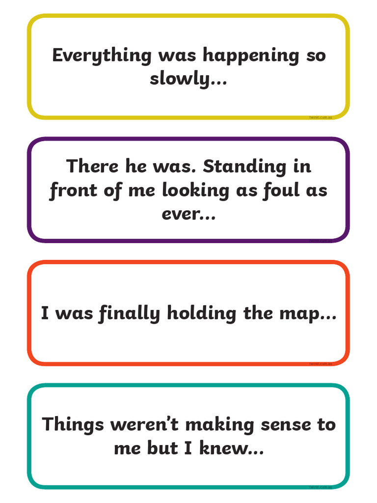 Au t2 e 3840 36 Narrative Sentence Starter Cards English | PDF