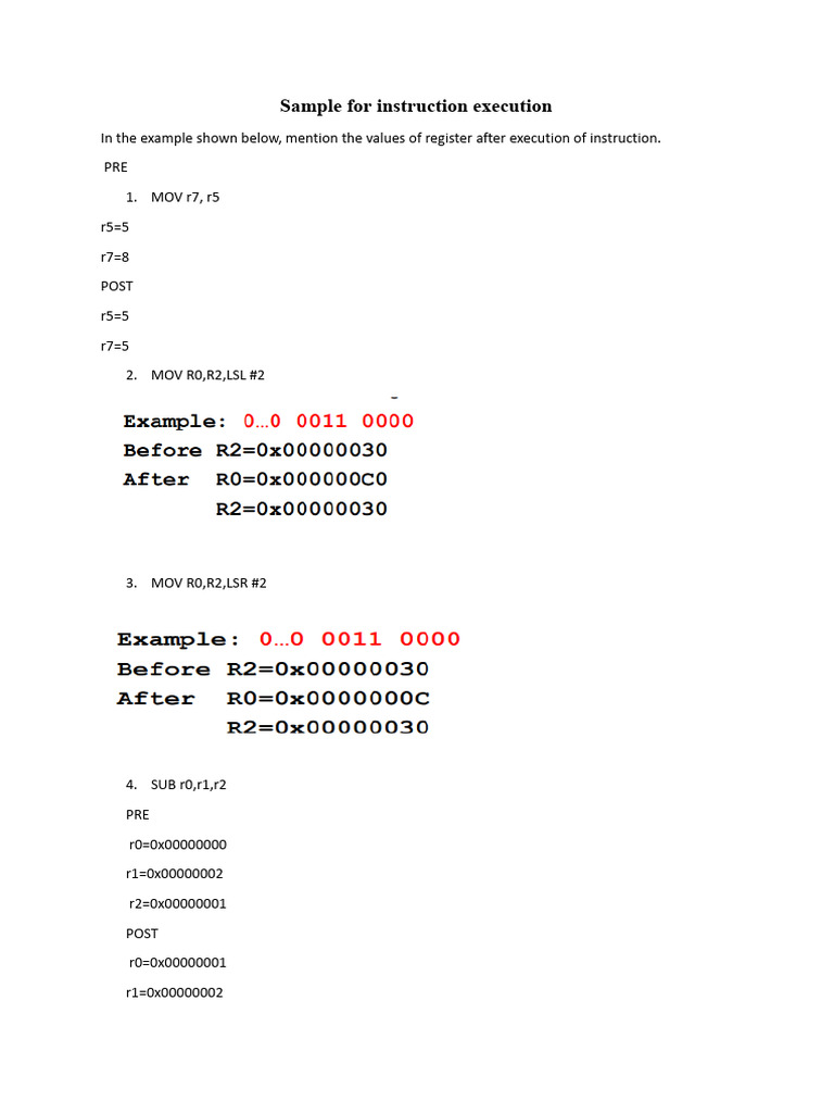 Sample For Instruction Execution in Microcontroller | PDF