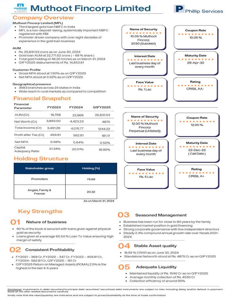 Muthoot Fincorp Limited (MFL) - Concise Note | PDF