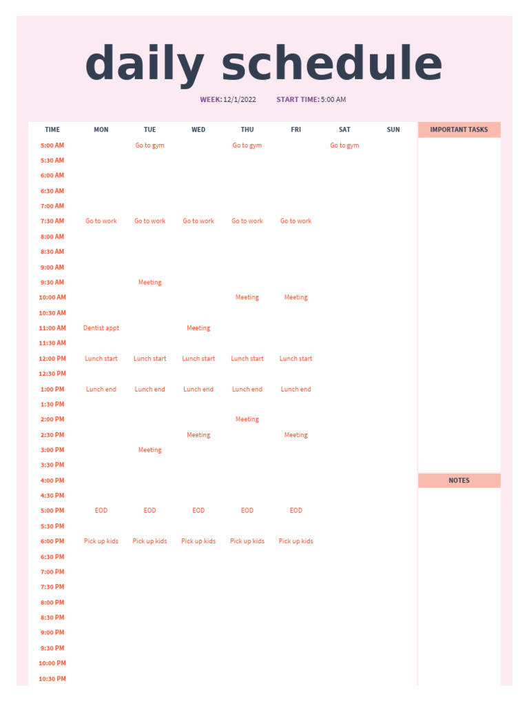 Daily Schedule | PDF