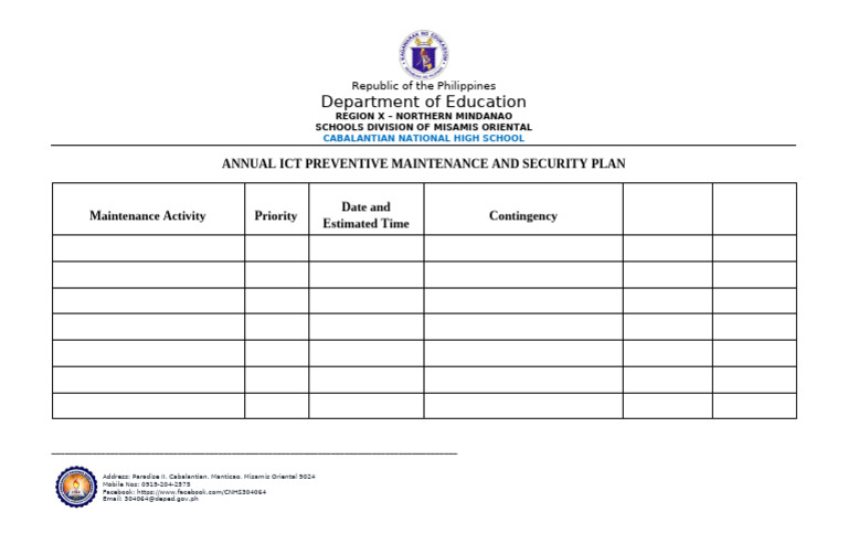 Annual ICT Preventive Maintenance and Security Plan | PDF