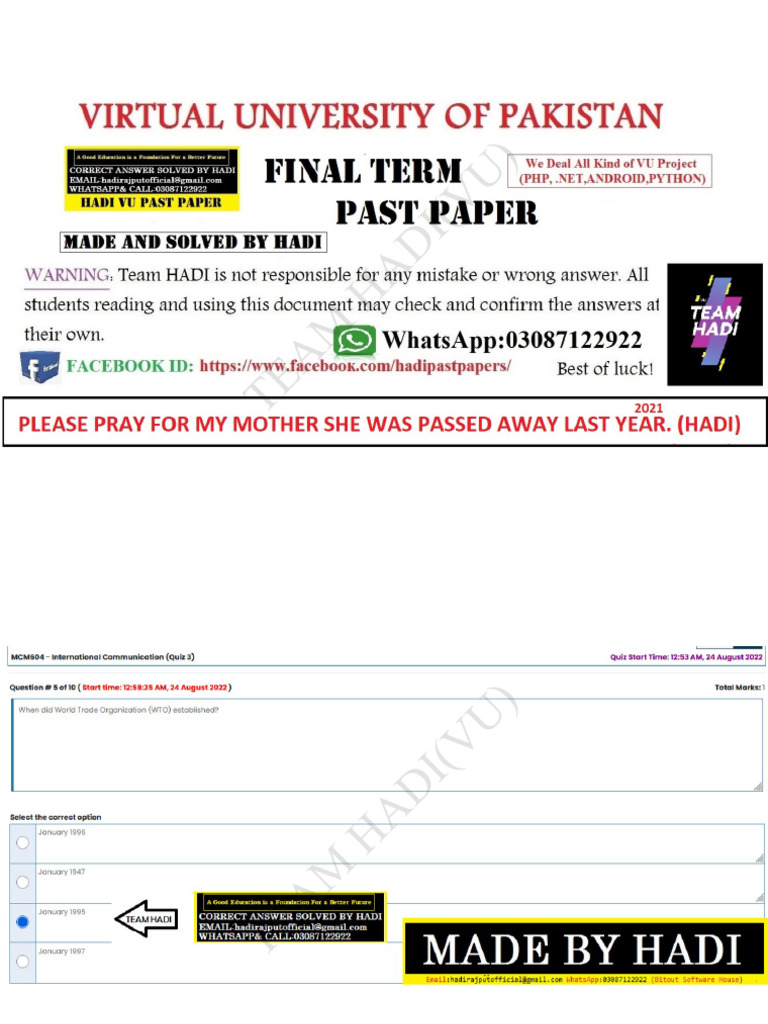 Mcm304 Final Term File 5 Solved by Team Hadi | PDF