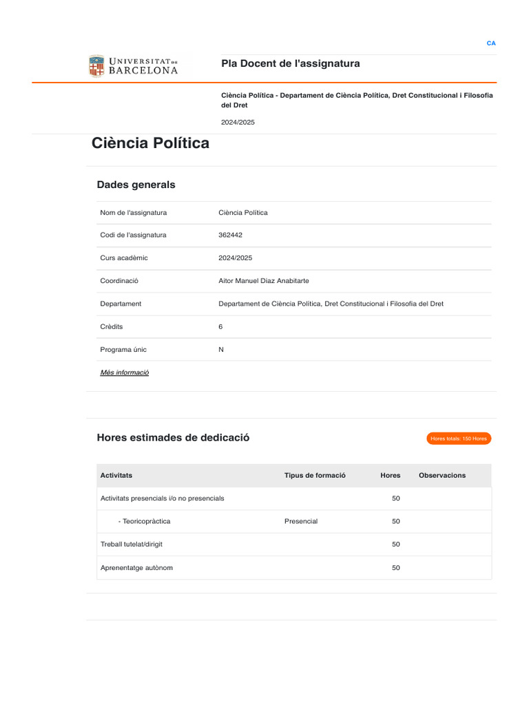 Plan Docente 2 | PDF