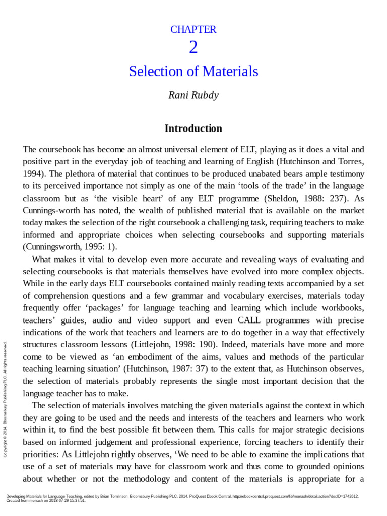 Developing_Materials_for_Language_Teaching_----_(2_Selection_of_Materials) | PDF