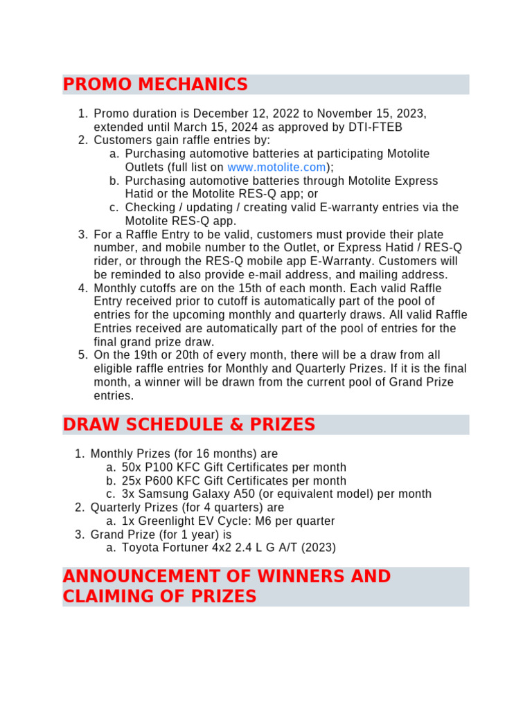 PROMO MECHANICS | PDF