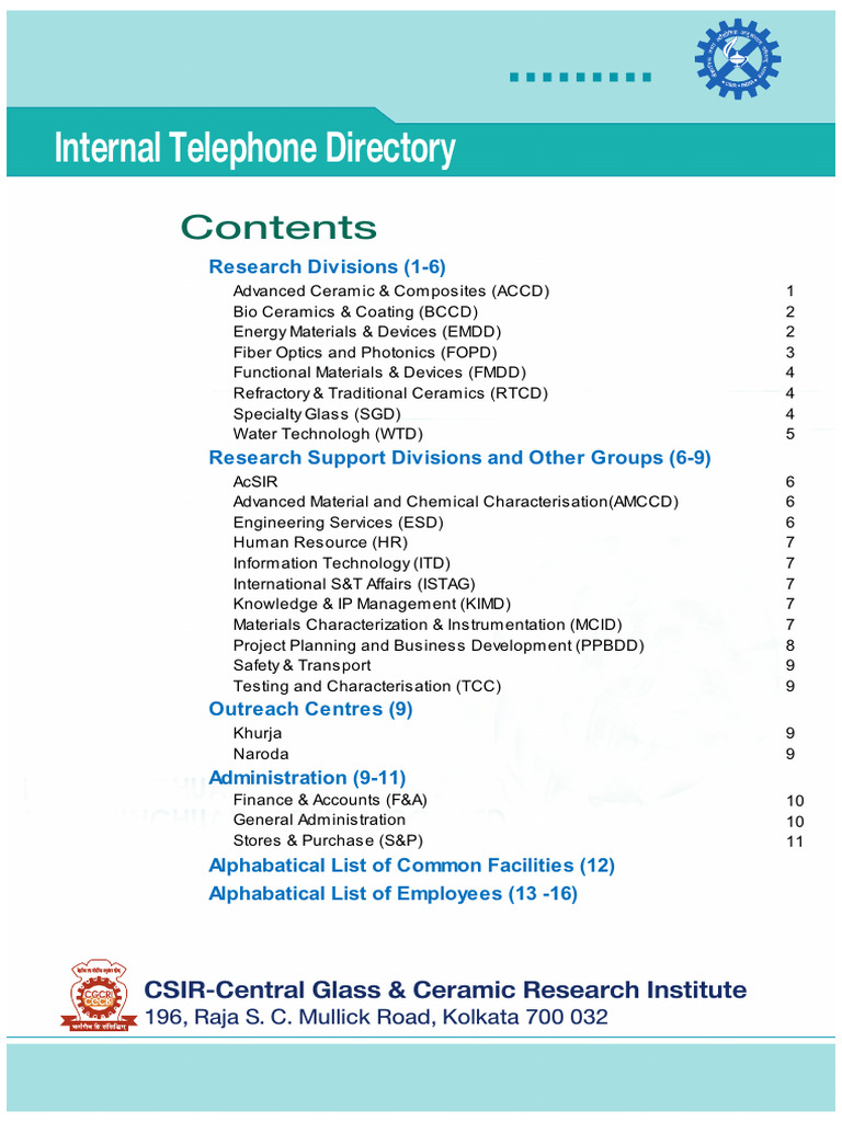 Internal Tel Directory | PDF