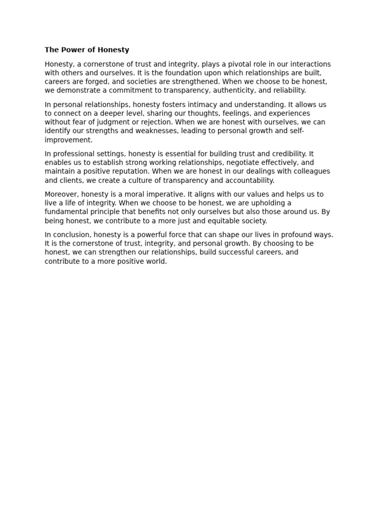 The Power of Honesty | PDF