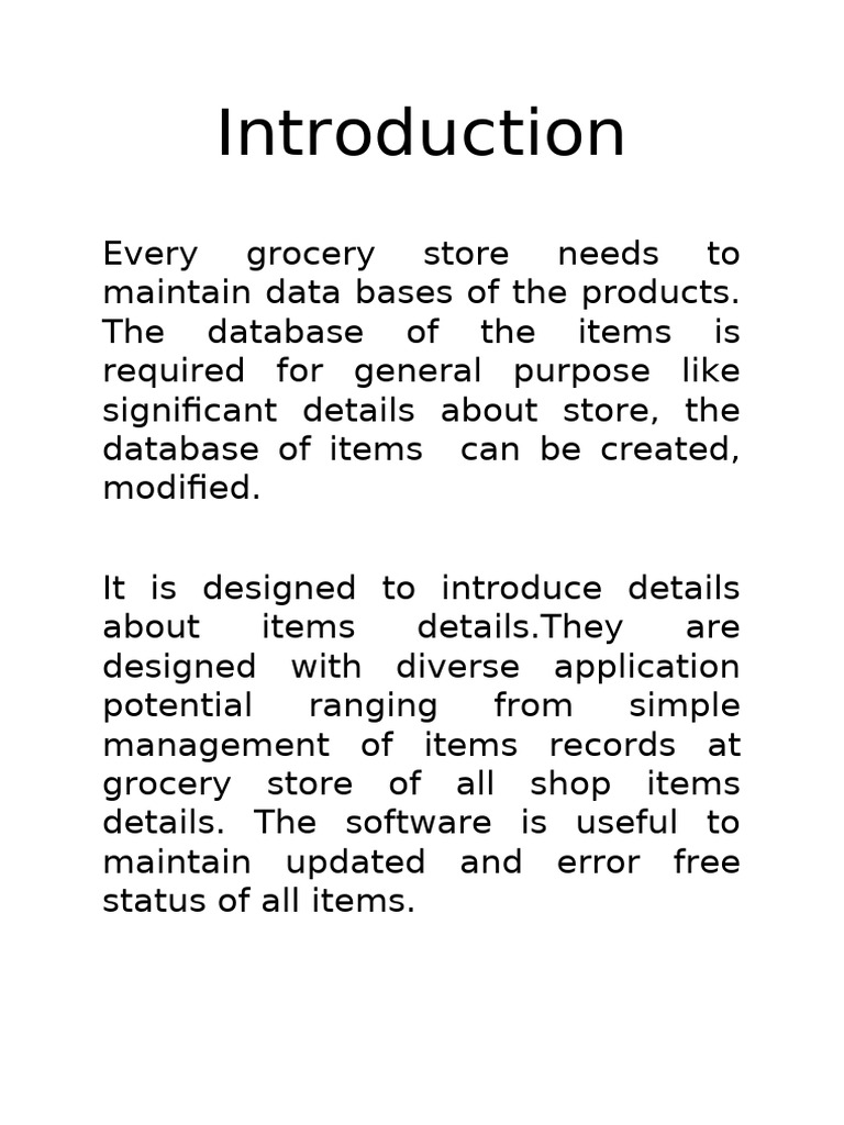 Grocery Store | PDF