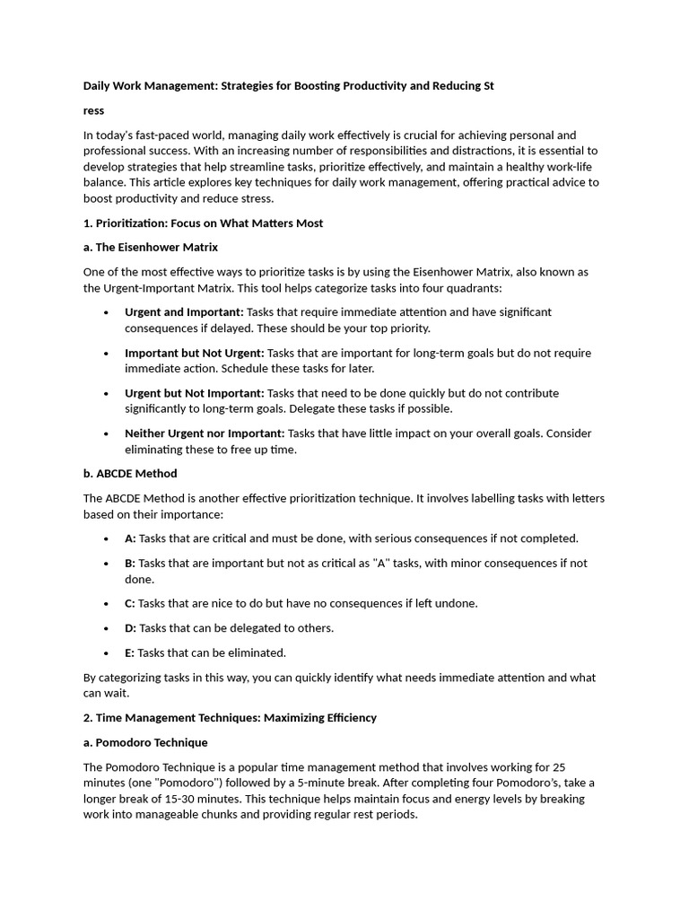 Daily Work Management | PDF