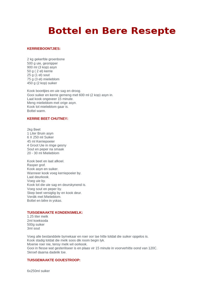 Bottel en Bere Resepte | PDF