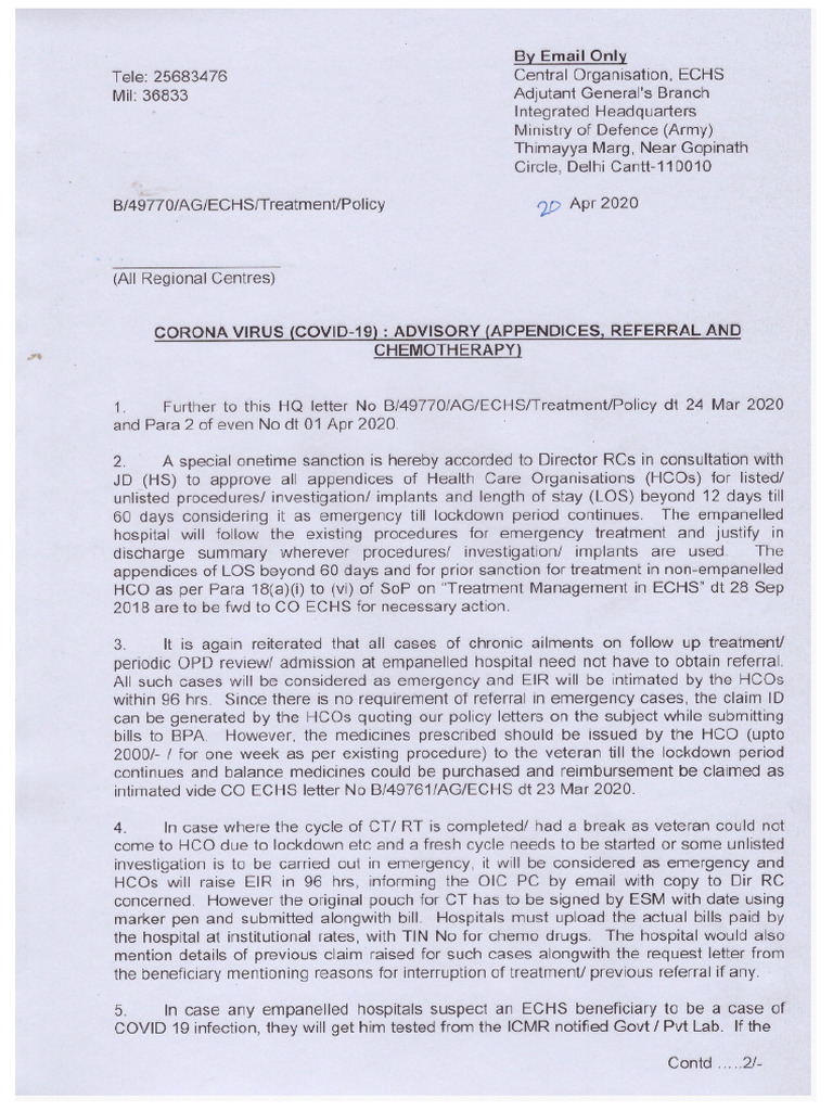 Advisory On Appx DT 20 Apr 20 | PDF