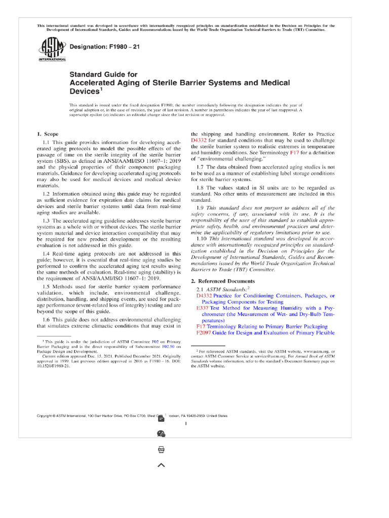 Astm F1980-21 | PDF