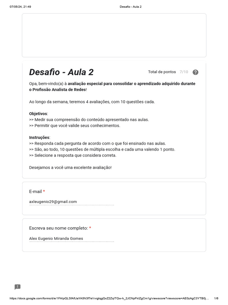 Aula02 Desafio | PDF
