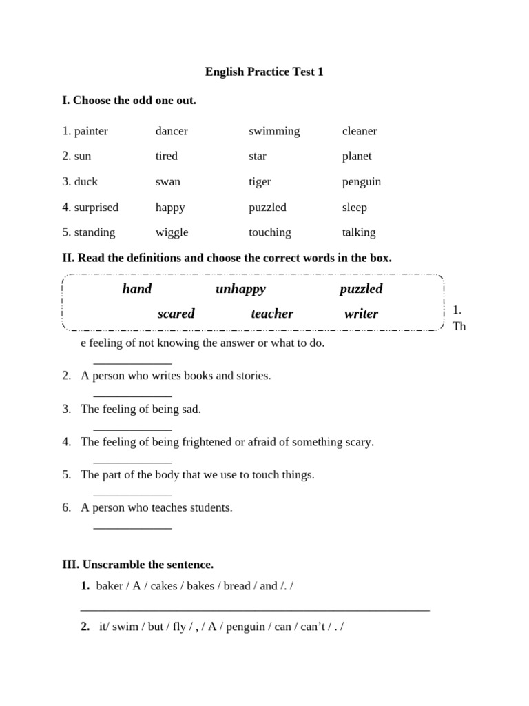 English Practice Test 1 | PDF
