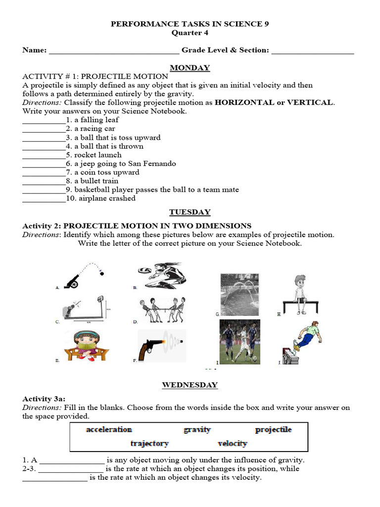 Performance Tasks in Science 9 | PDF