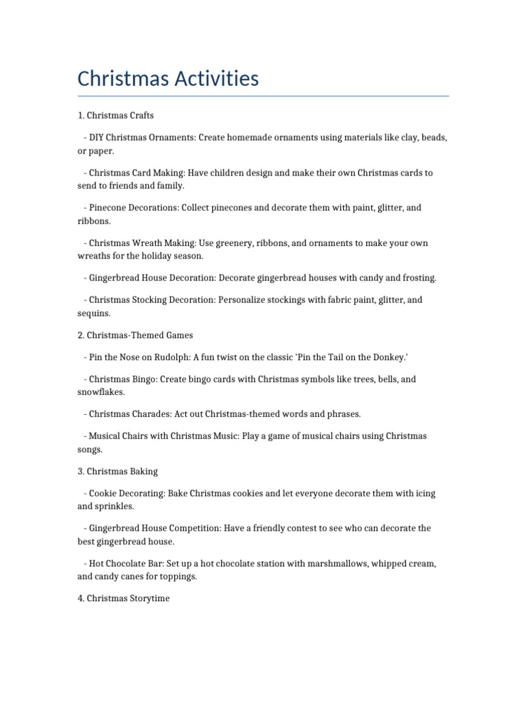 Christmas Activities Guide | PDF | Christmas | Christmas And Holiday Season
