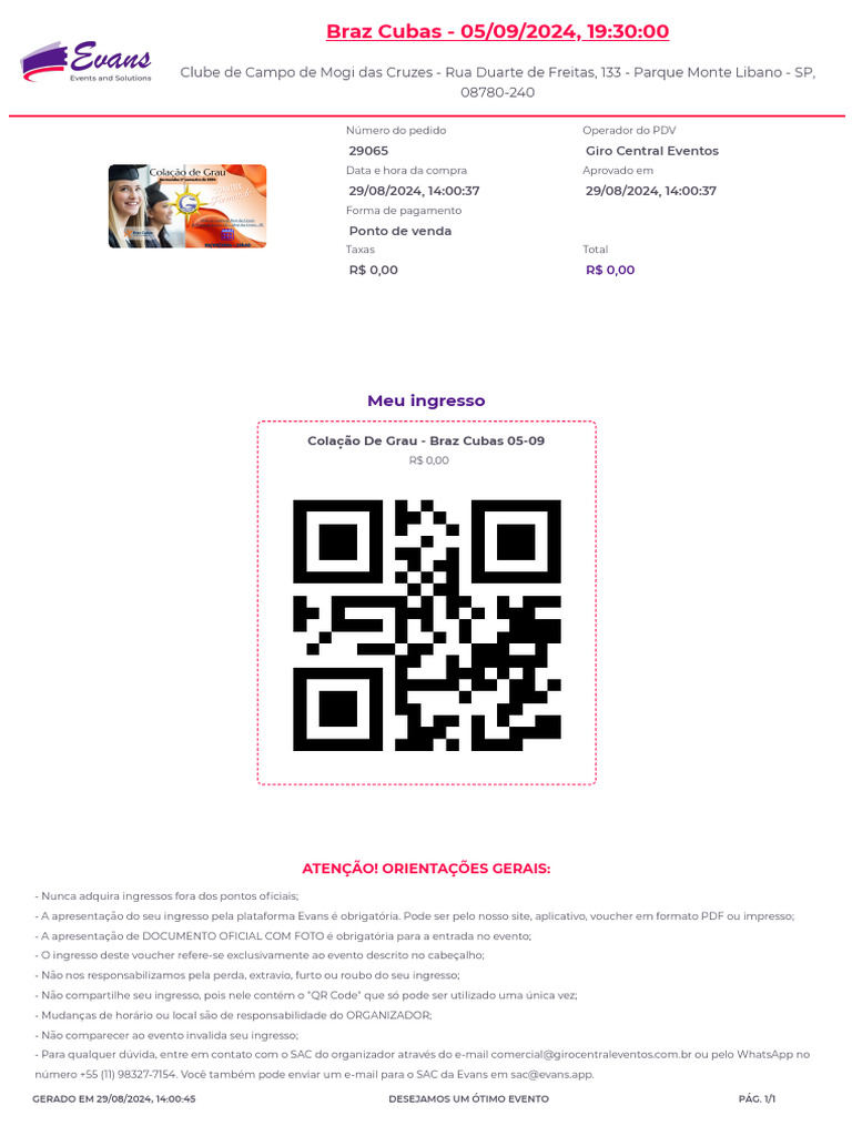 Ingresso 1 Venda 29065 | PDF
