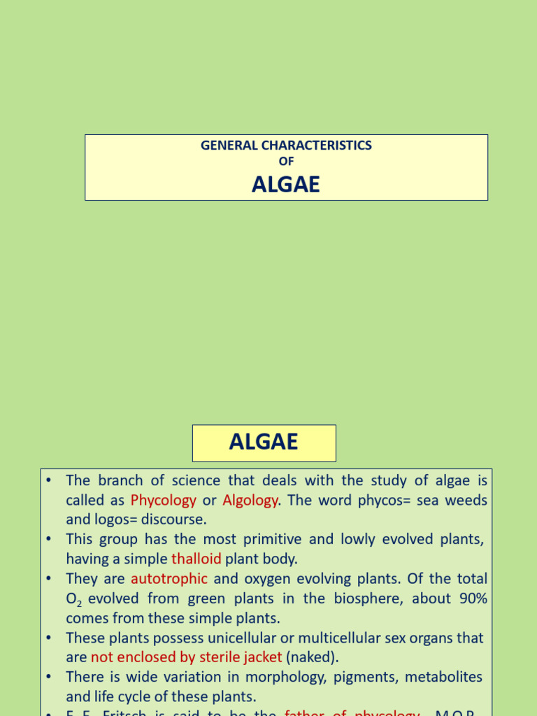 Algae characteristics. | PDF